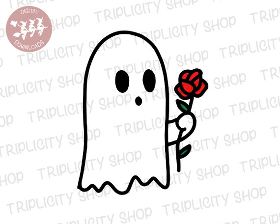 Halloween Ghost With Rose Flower SVG PNG Digital Download - Etsy