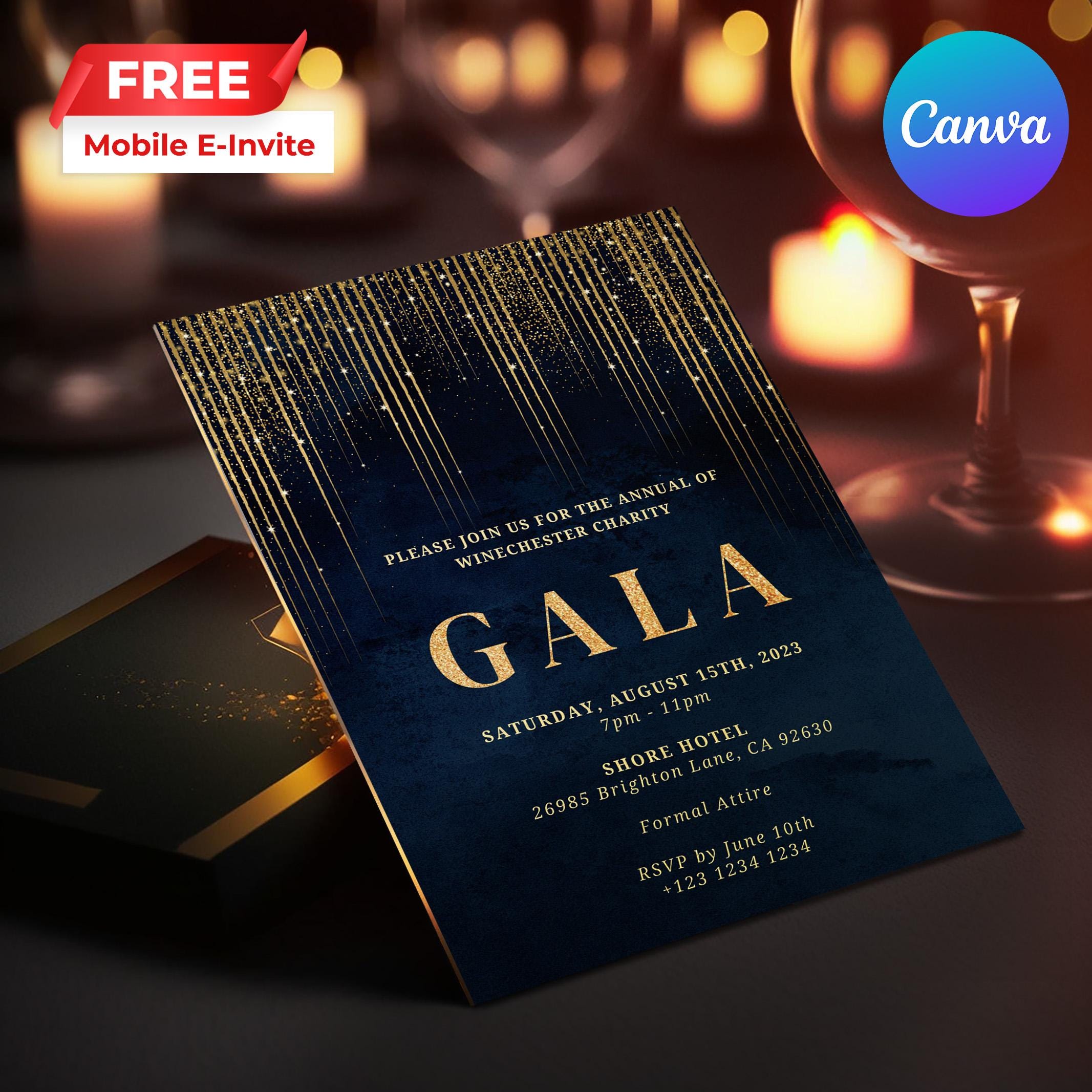 Editable Gala Party Invitation | Gala Fundraiser Banquet Invitation ...