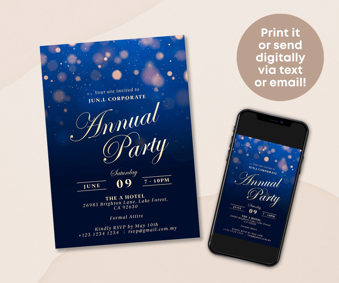 Editable Annual Company Party Invitation Corporate Invitation Template ...