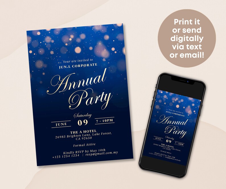 Editable Annual Company Party Invitation Corporate Invitation Template ...