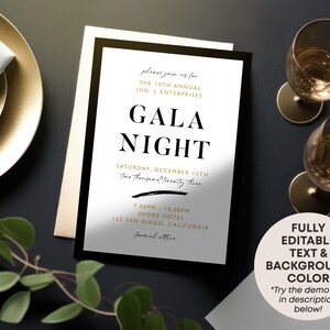 Editable Gala Party Invitation | Gala Fundraiser Banquet Invitation ...