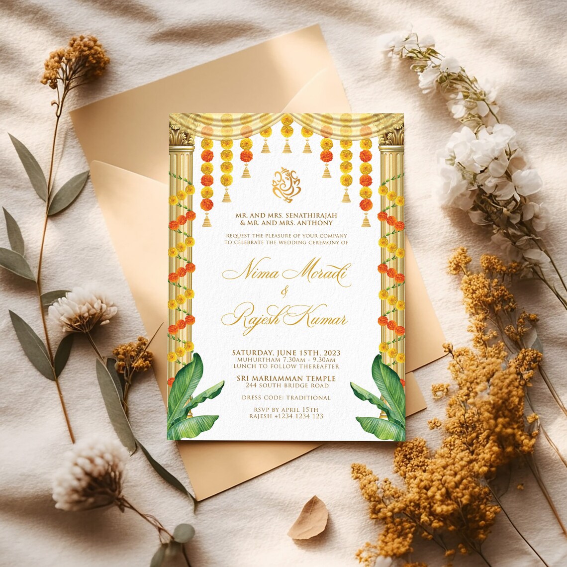 Editable Indian Wedding Invitations Hindu Wedding Invite Mandap Flowers ...