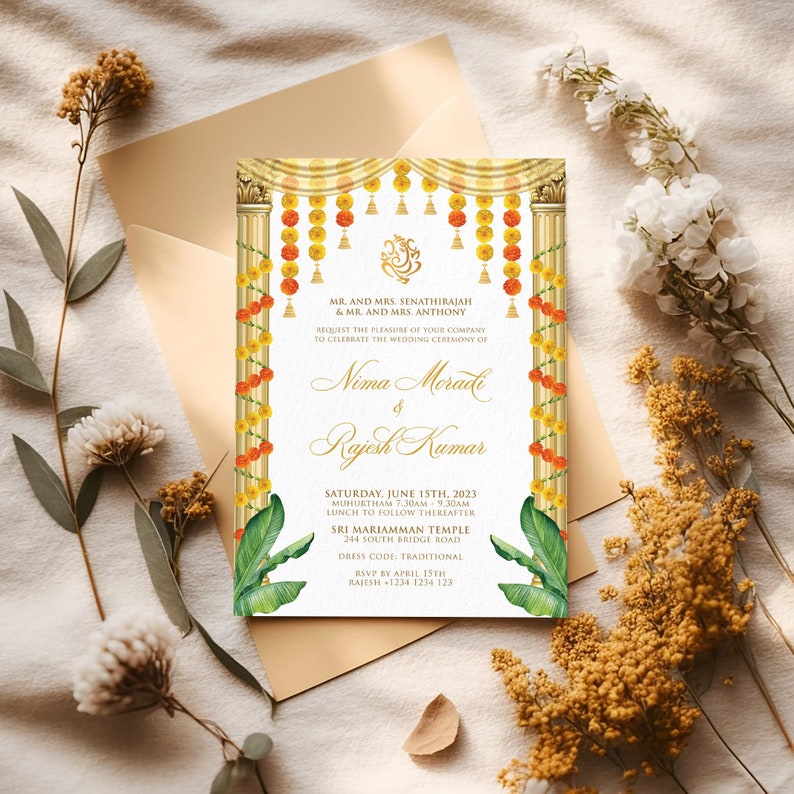 Editable Indian Wedding Invitations | Hindu Wedding Invite | Mandap ...