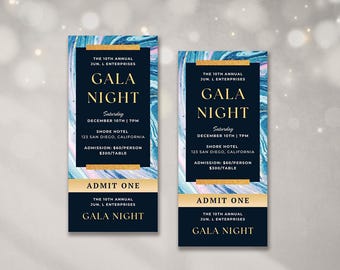 Editable Gala Party Ticket Template | Gala Fundraiser Banquet Ticket ...