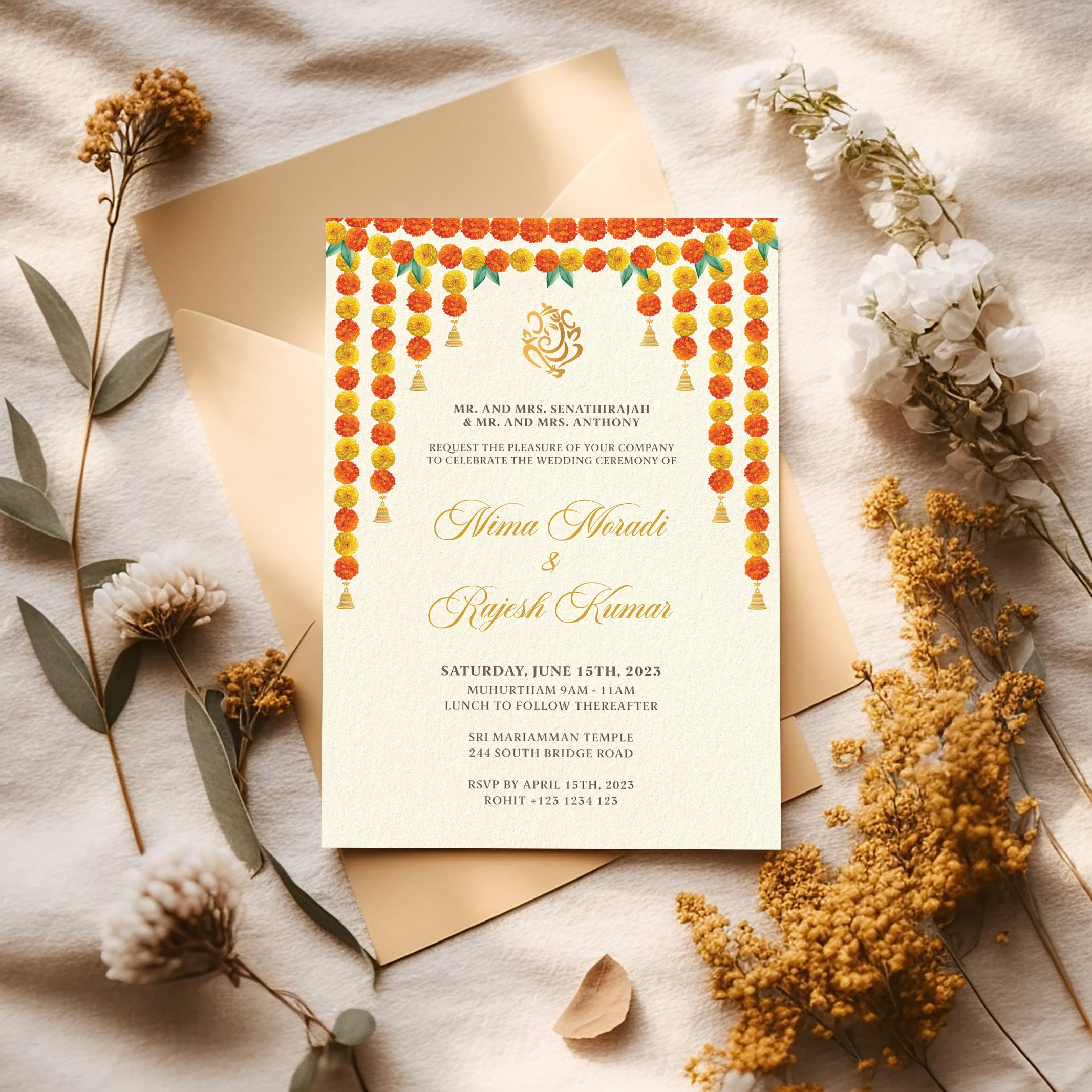 Editable Indian Wedding Invitations Hindu Wedding Invite Mandap Flowers ...