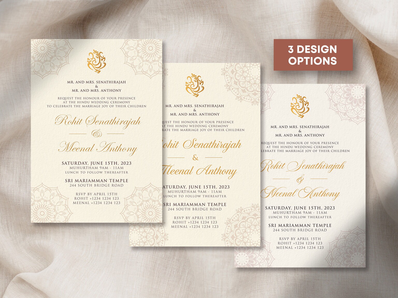 Editable Indian Wedding Invitations 3-in-1 Design Bundle Hindu Wedding ...