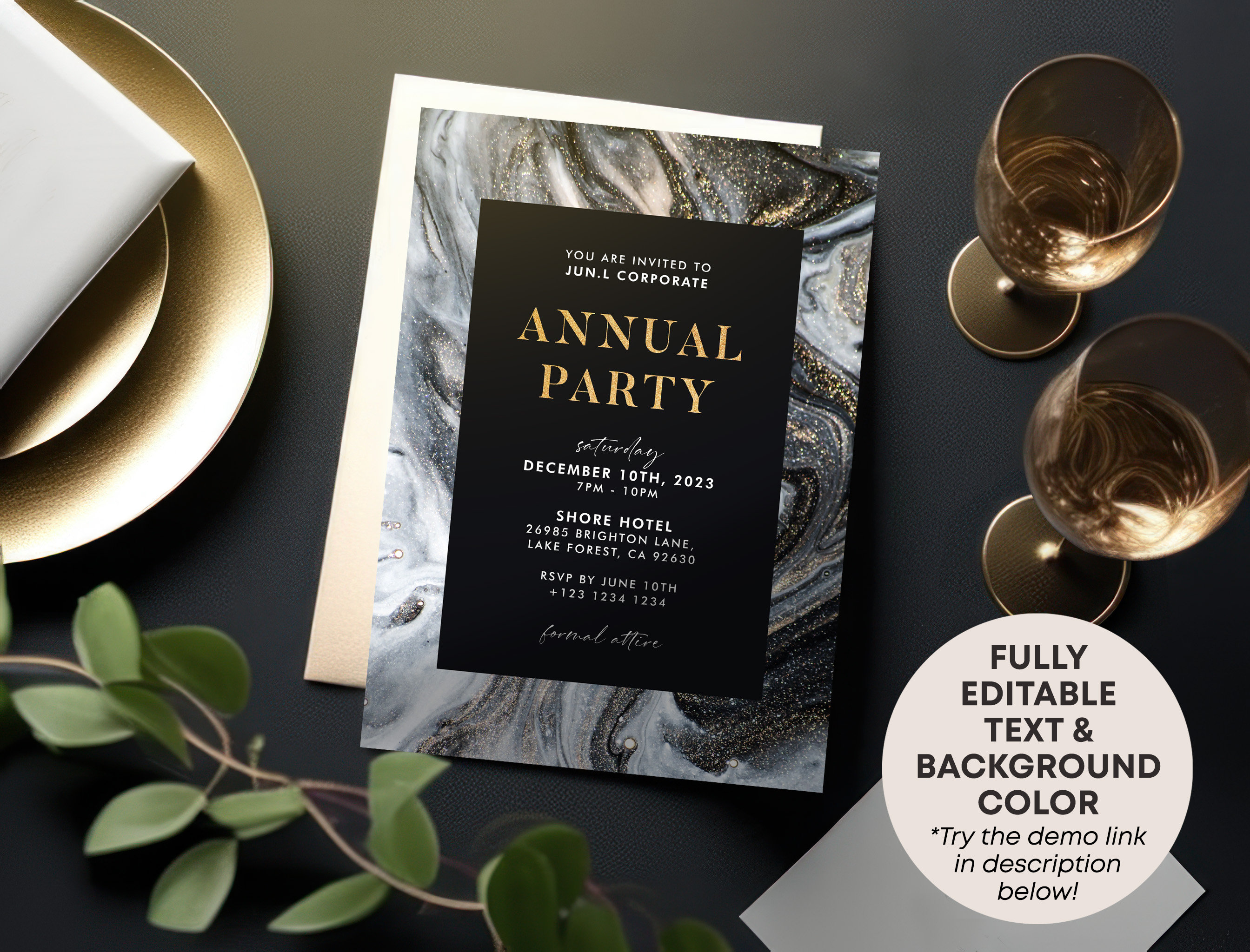 Editable Annual Company Party Invitation Corporate Invitation Template ...