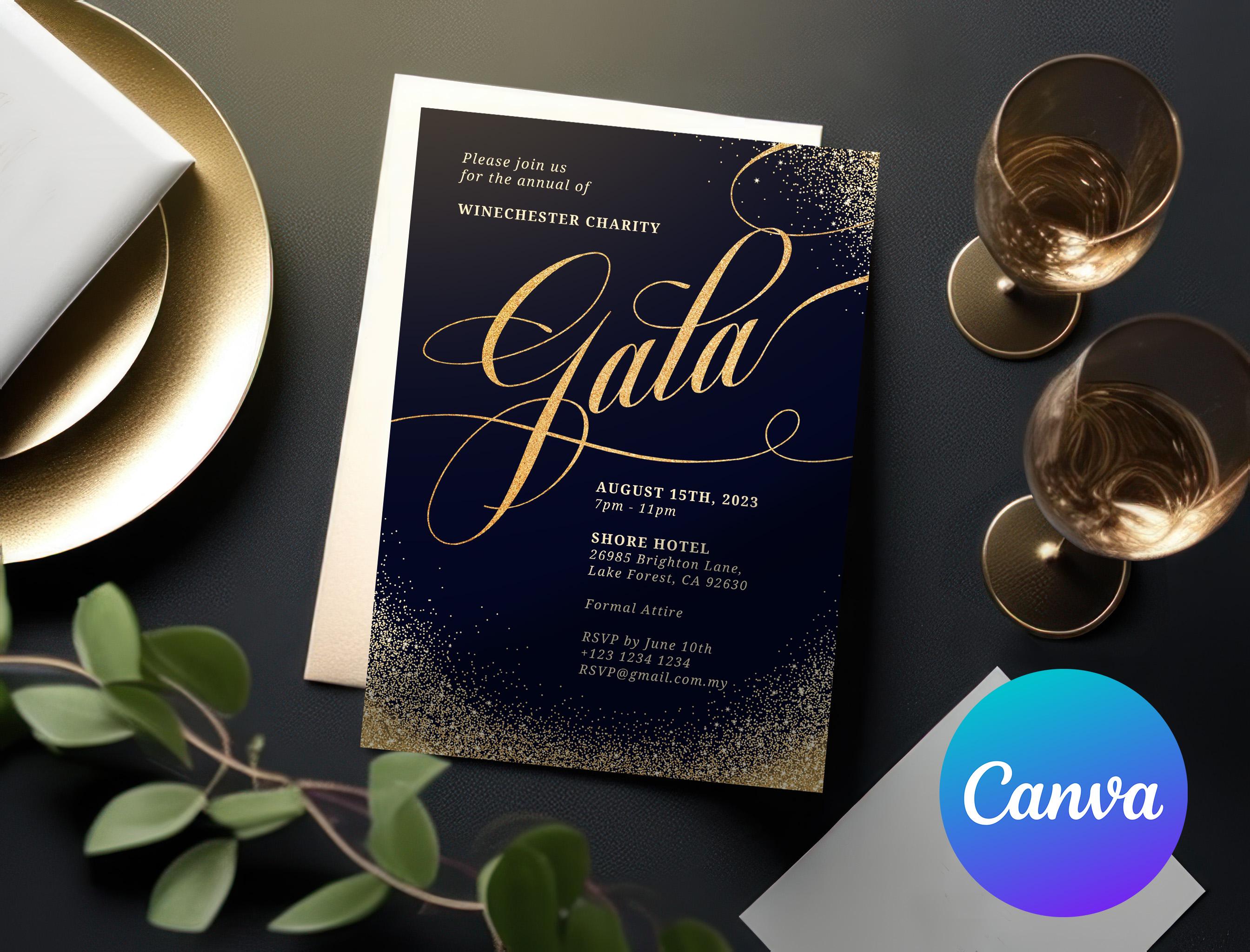 Editable Gala Party Invitation | Gala Fundraiser Banquet Invitation ...
