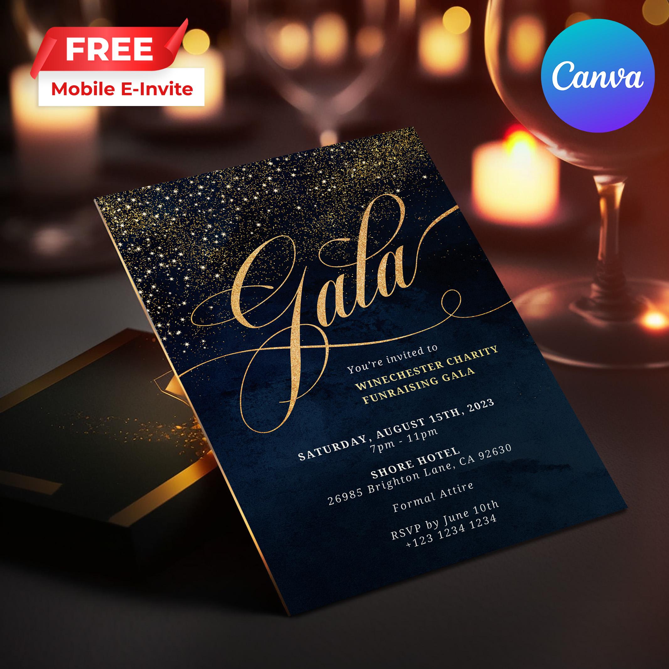 Editable Gala Party Invitation | Gala Fundraiser Banquet Invitation ...