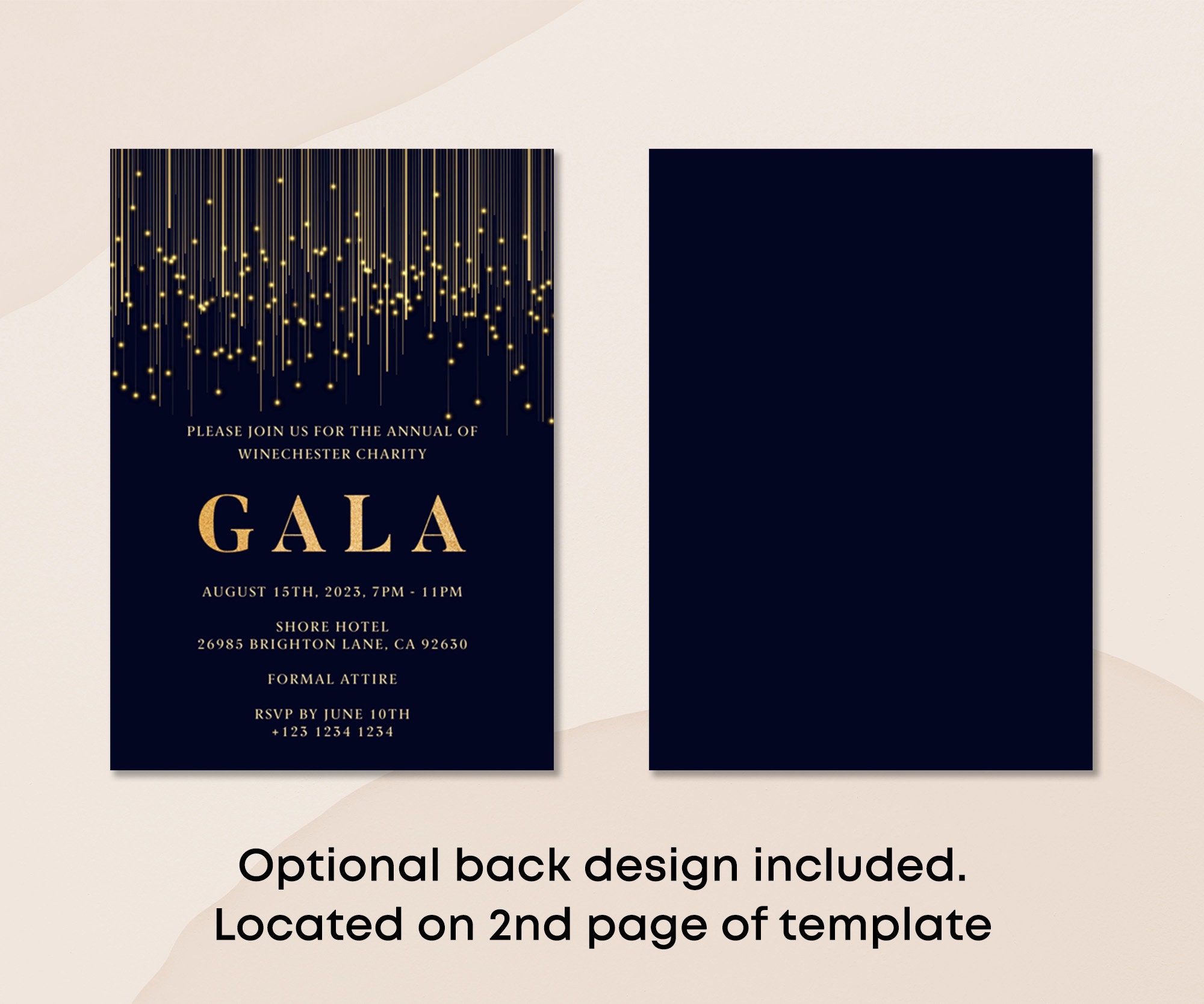 Editable Gala Party Invitation Gala Fundraiser Banquet Invitation ...