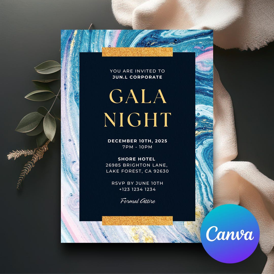 Editable Gala Party Invitation | Gala Fundraiser Banquet Invitation ...
