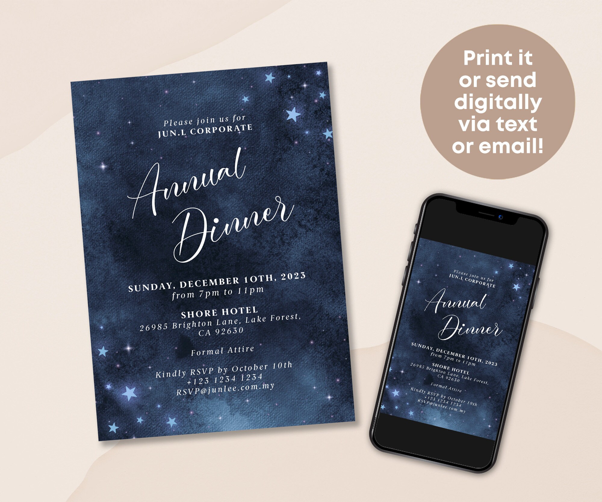 Editable Annual Company Party Invitation Corporate Invitation Template ...