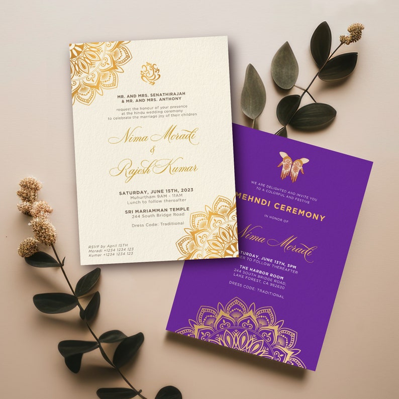 Editable Indian Wedding Invitations Bundle Hindu Wedding Invite ...