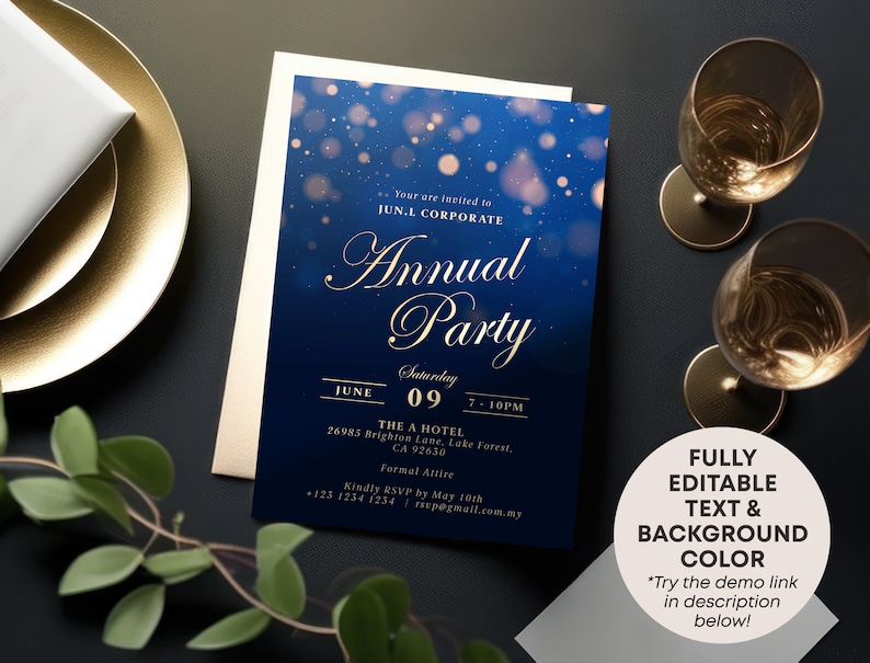 Editable Annual Company Party Invitation Corporate Invitation Template ...