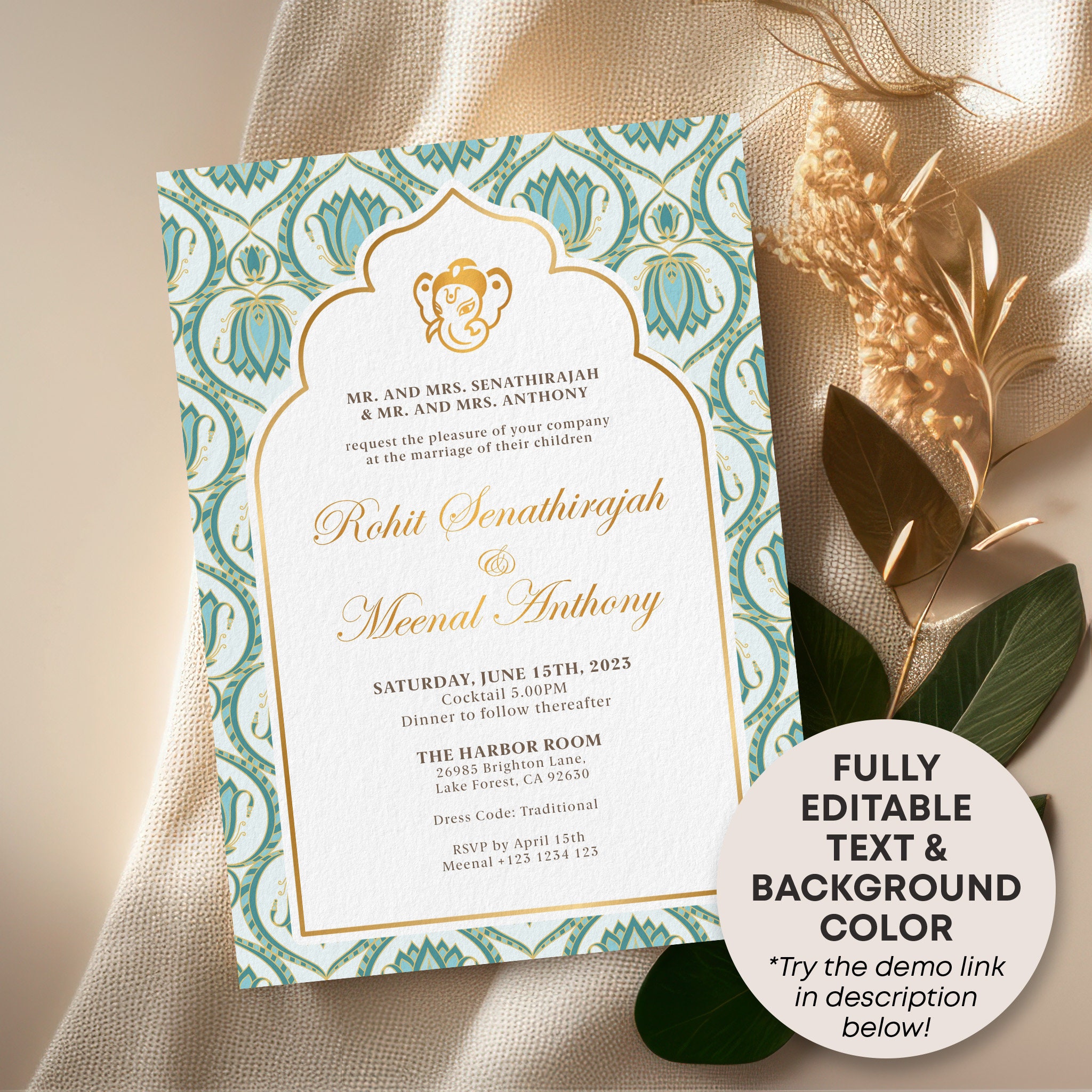 Editable Indian Wedding Invitations Hindu Wedding Invite - Etsy