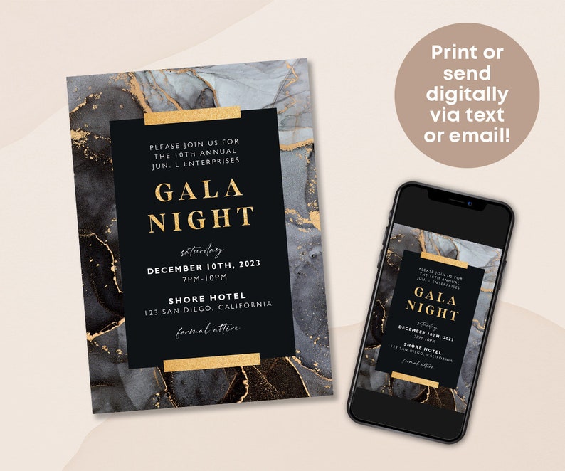 Editable Gala Party Invitation Gala Fundraiser Banquet - Etsy