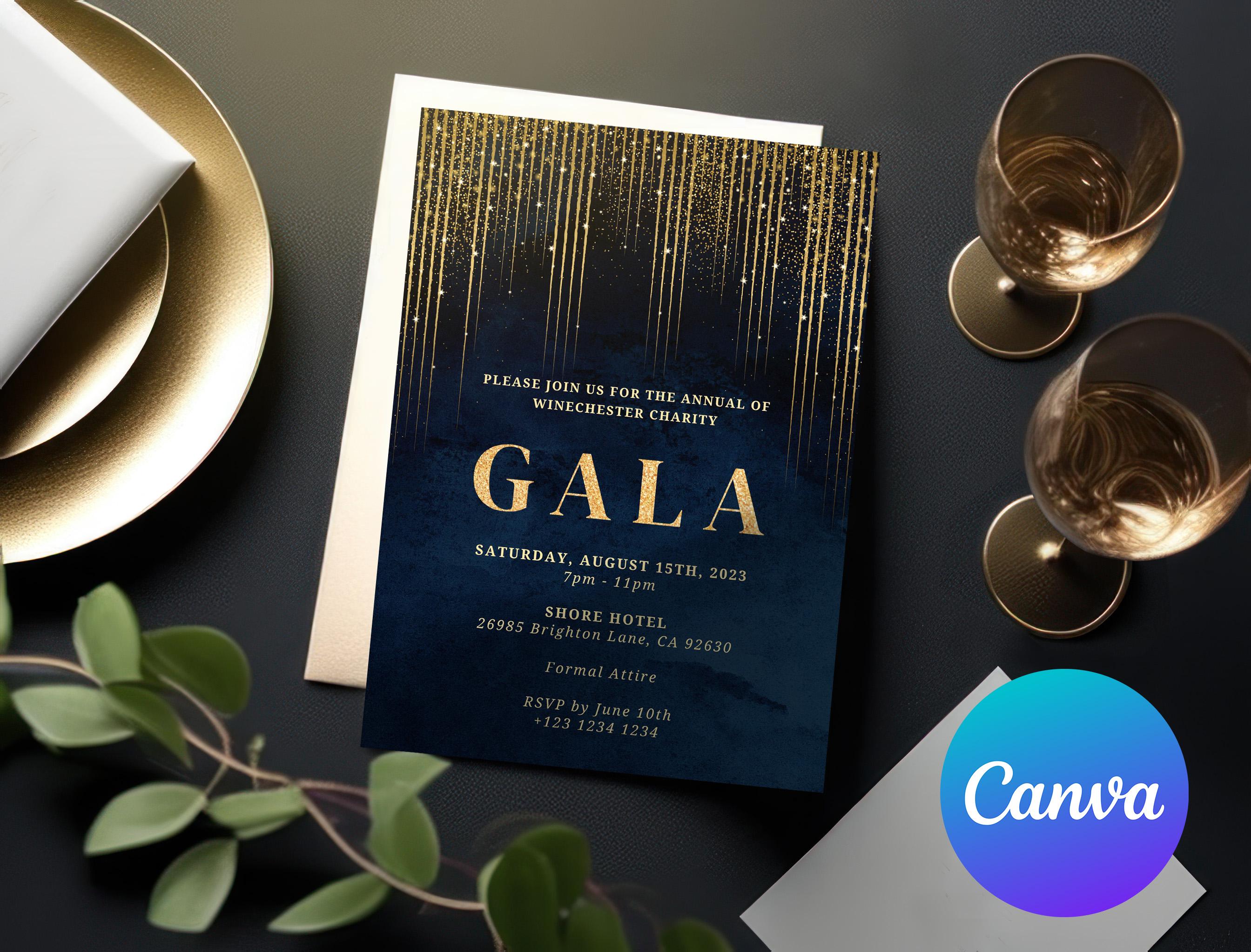 Editable Gala Party Invitation | Gala Fundraiser Banquet Invitation ...