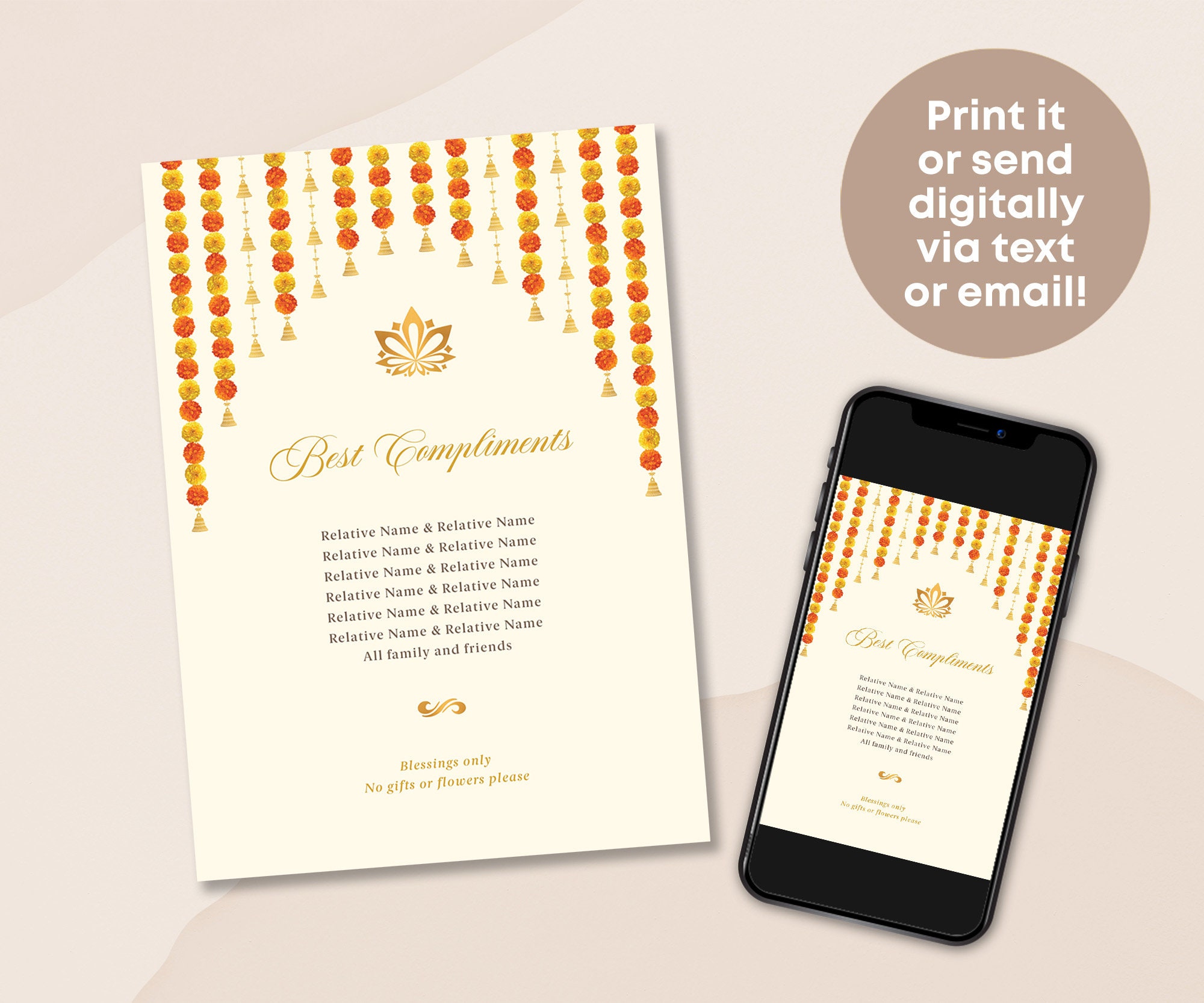 Editable Indian Wedding Best Compliments | Hindu Thank You Template ...