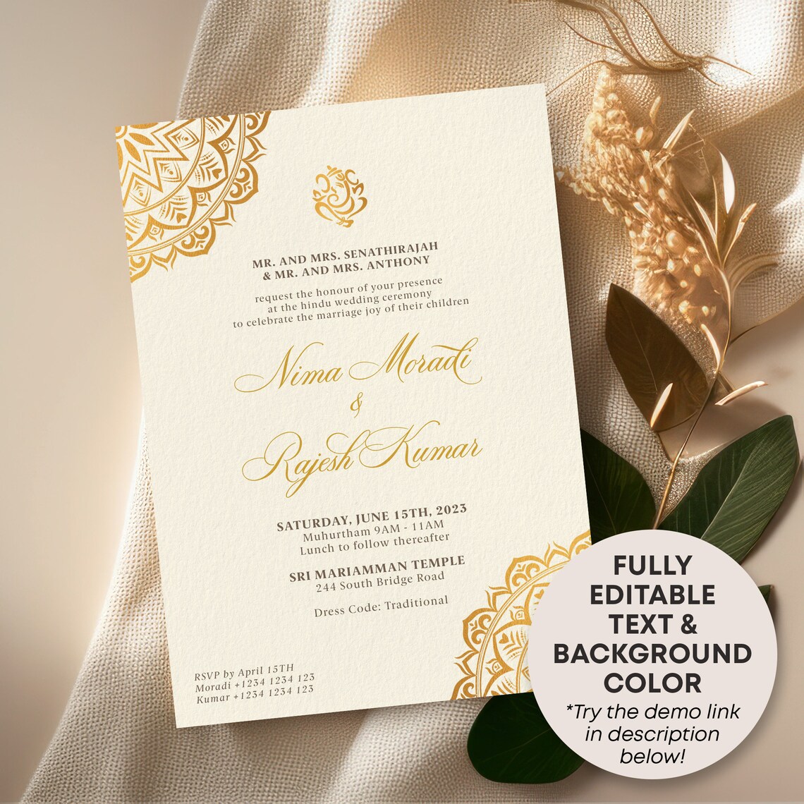 Editable Indian Wedding Invitations 3-in-1 Design Bundle Hindu Wedding ...