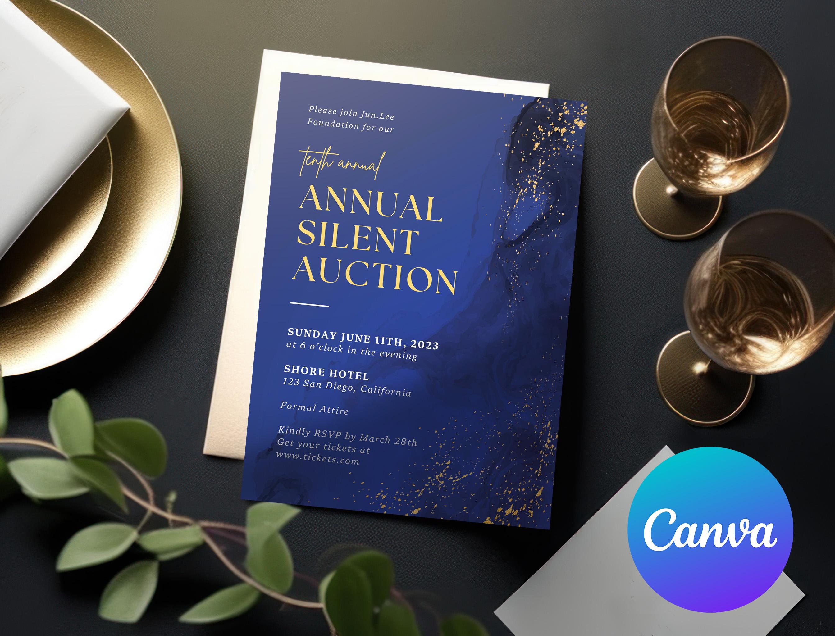 Editable Annual Silent Auction Invitation | Corporate Invitation ...