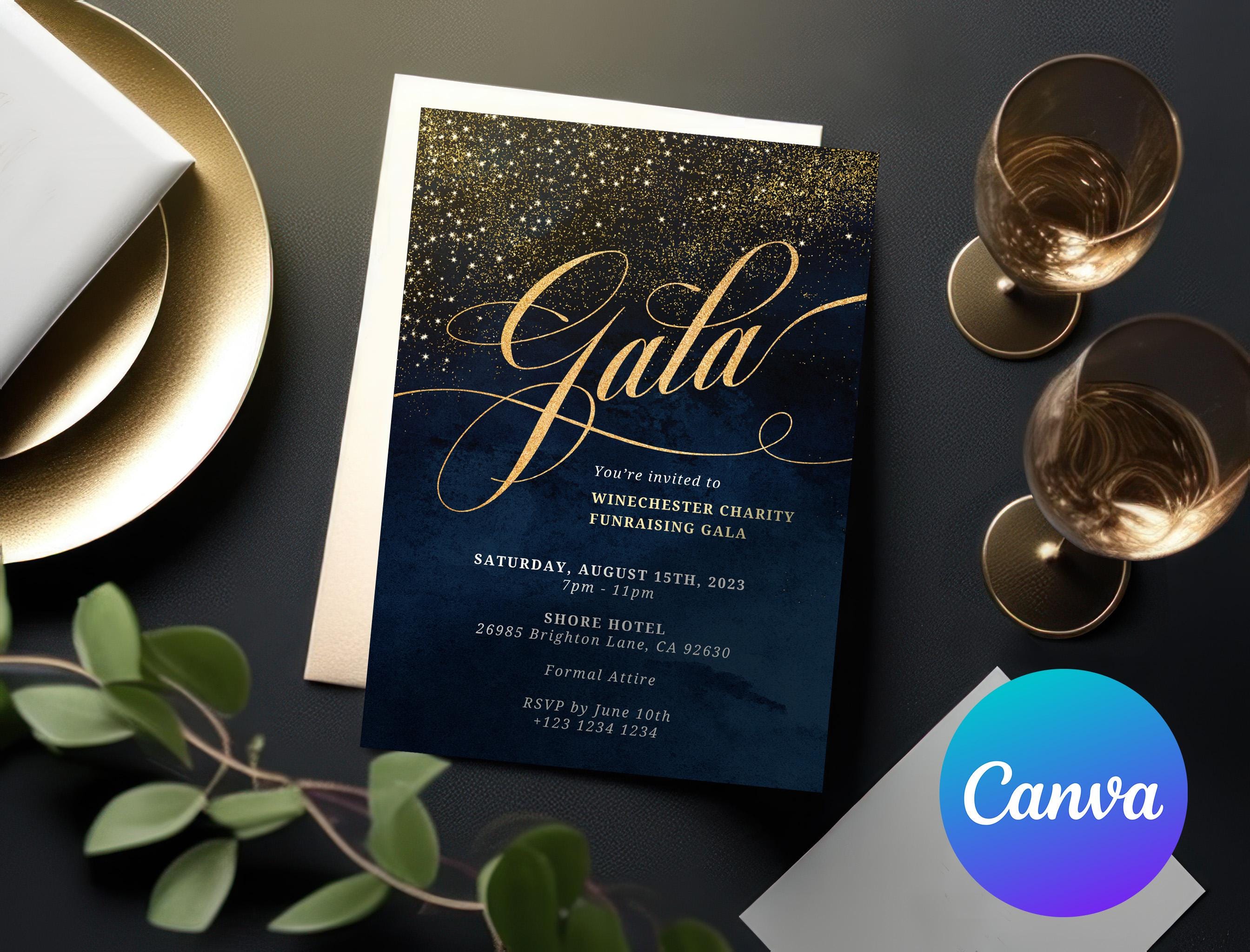 Editable Gala Party Invitation | Gala Fundraiser Banquet Invitation ...