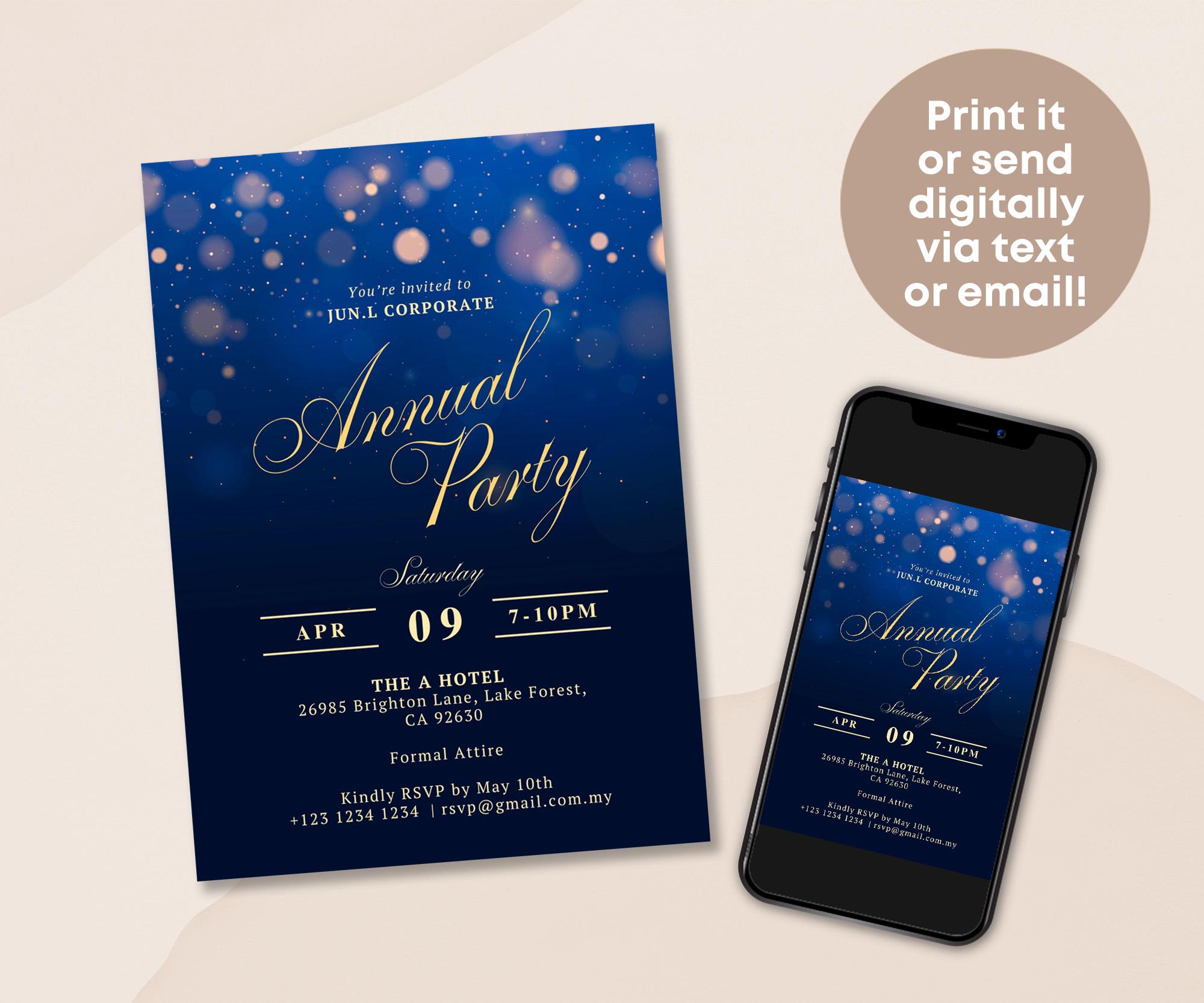 Editable Annual Company Party Invitation | Corporate Invitation ...