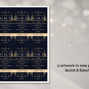 Editable Gala Party Ticket Template Gala Fundraiser Banquet Ticket ...