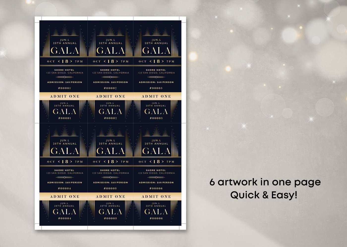 Editable Gala Party Ticket Template Gala Fundraiser Banquet Ticket ...