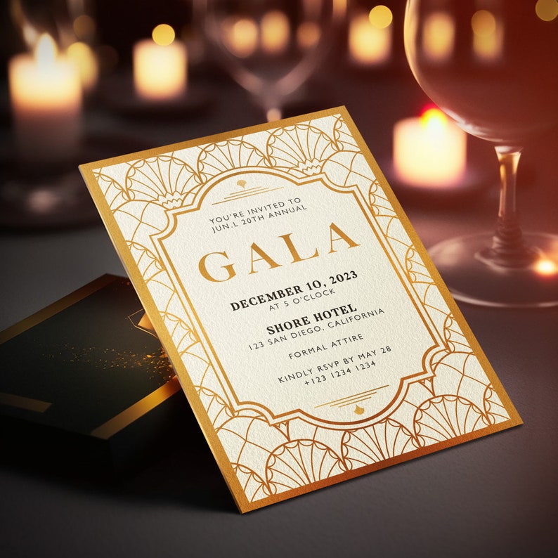 Editable Gala Party Invitation Gala Fundraiser Banquet Invitation ...