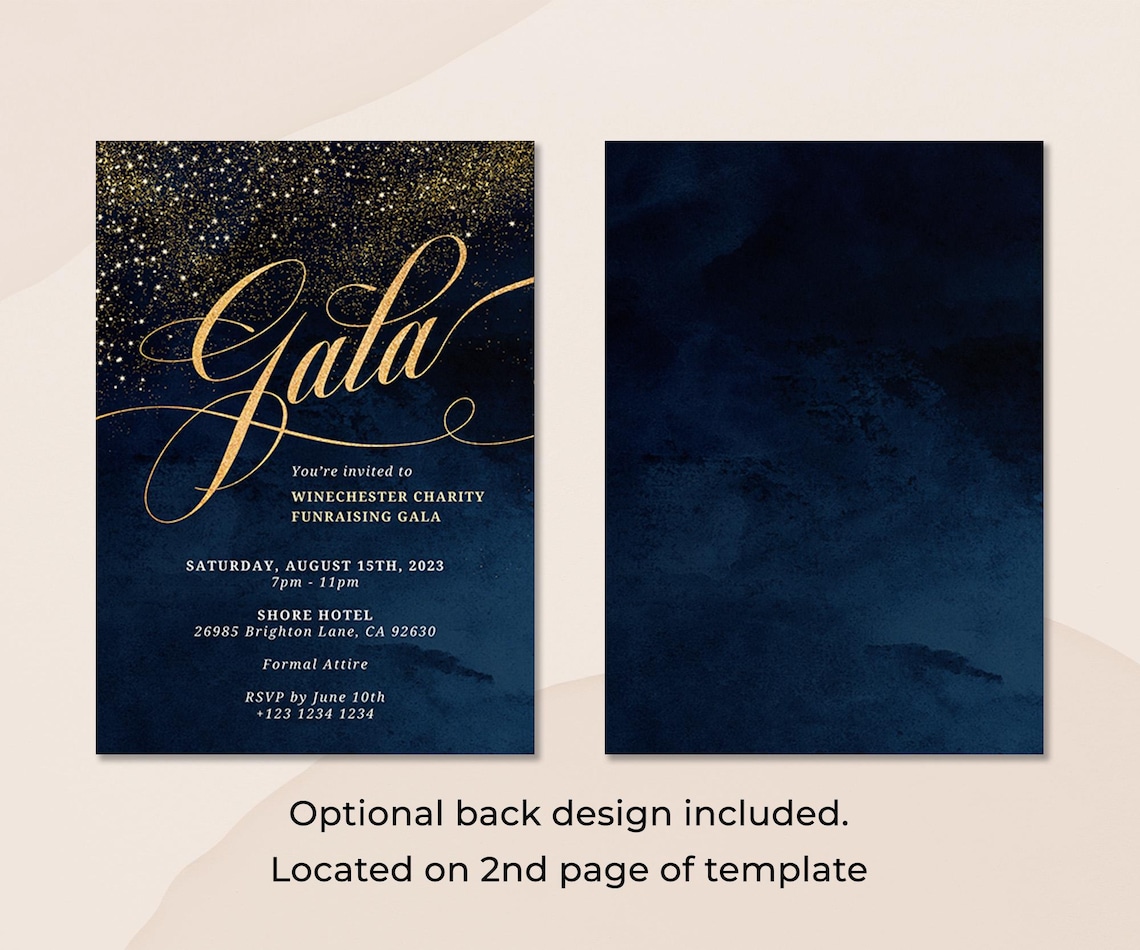 Editable Luxury Gala Party Invitation | Gala Fundraiser Banquet ...