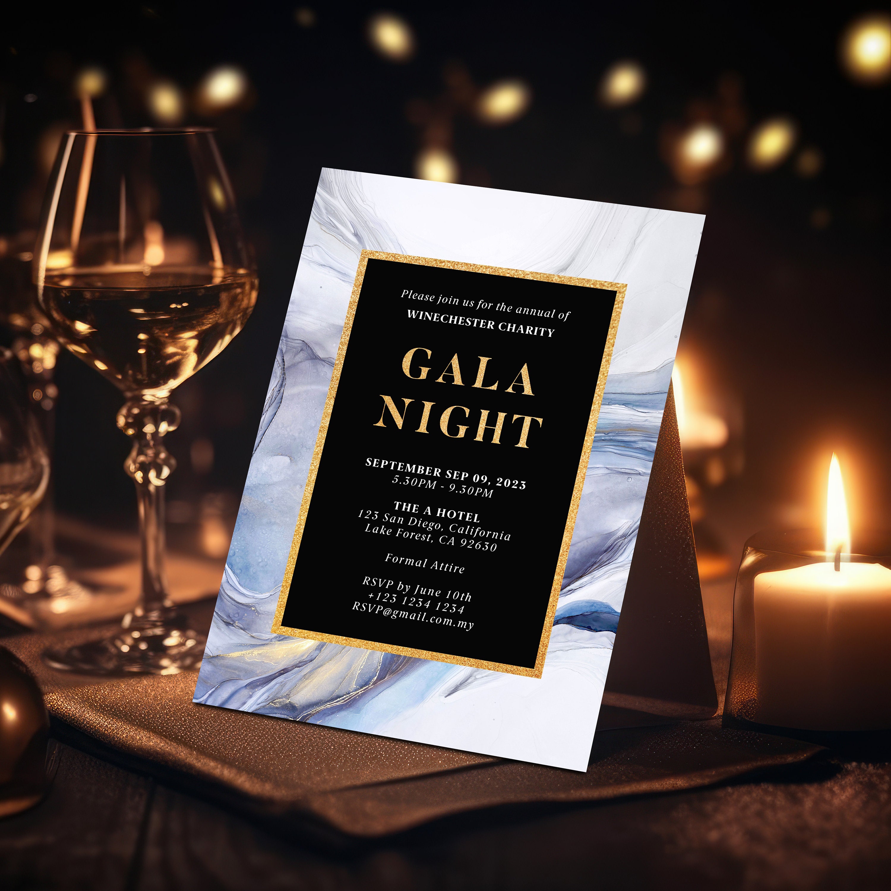 Editable Gala Party Invitation Gala Fundraiser Banquet Invitation ...