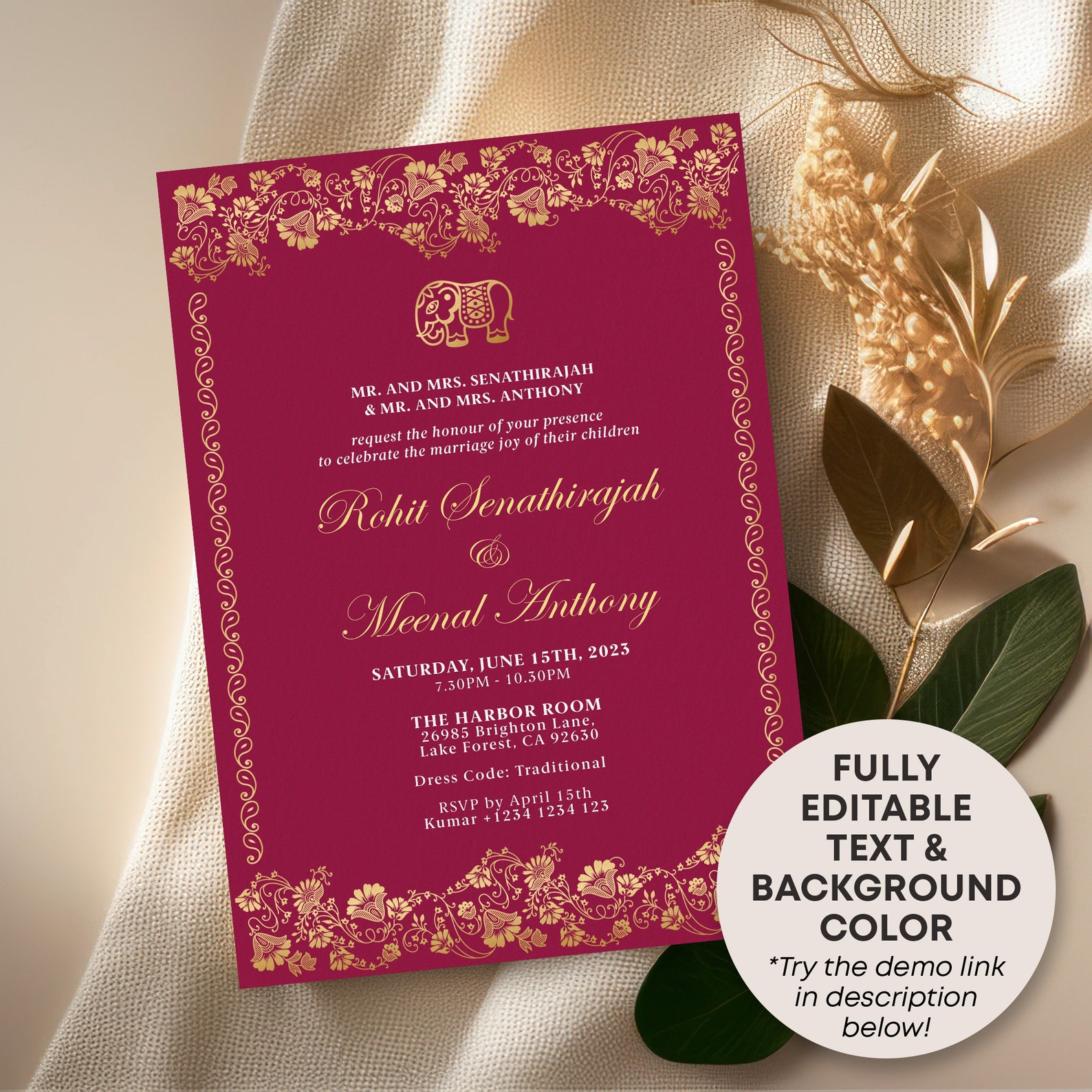 Editable Indian Wedding Invitations Hindu Wedding Invite - Etsy
