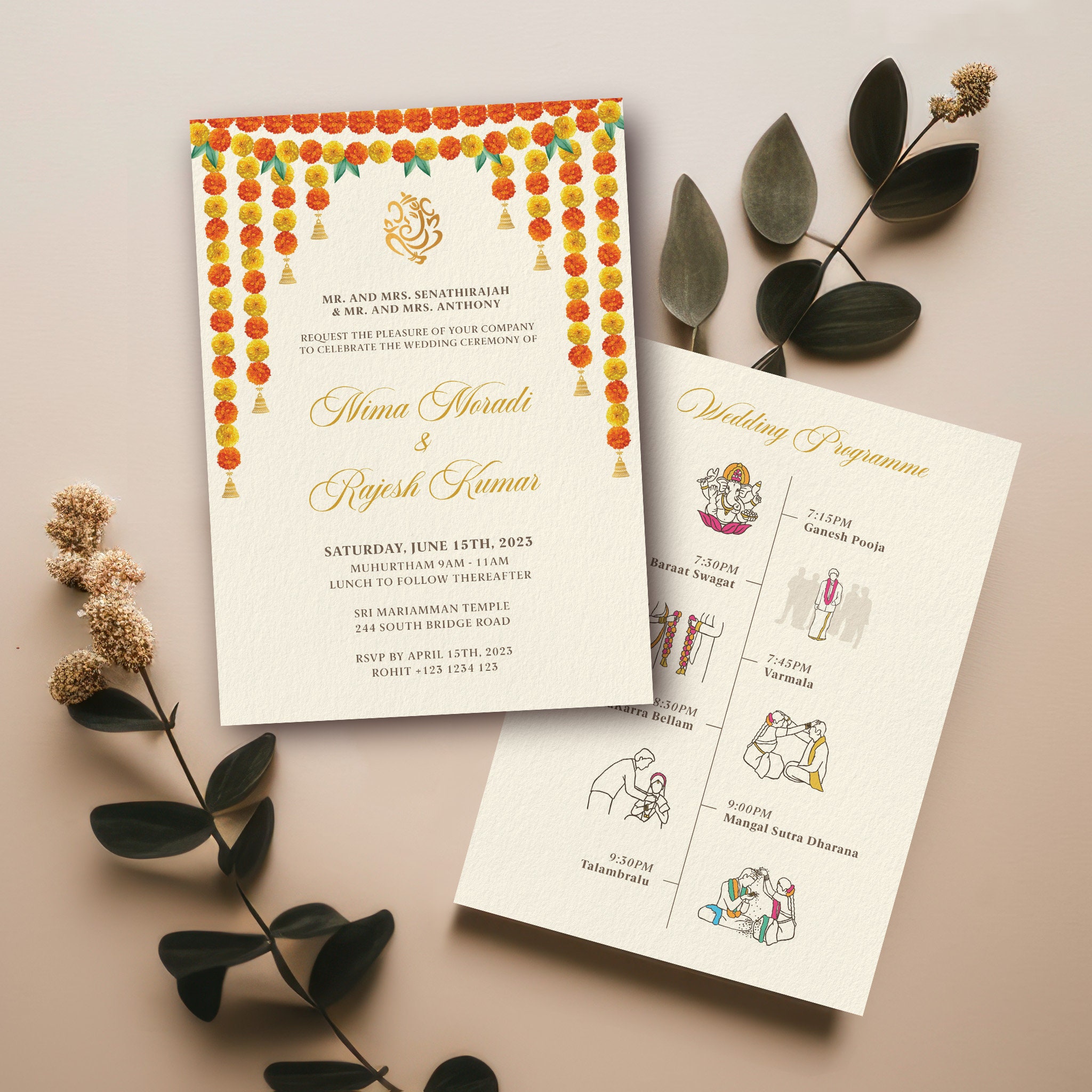 Editable Indian Wedding Invitations Hindu Wedding Invite Mandap Flowers ...