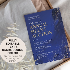 Editable Annual Silent Auction Invitation | Corporate Invitation ...