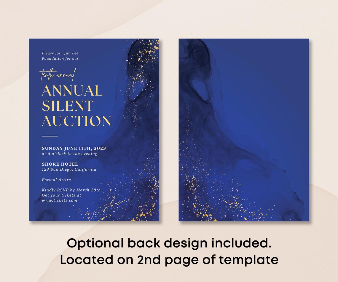 Editable Annual Silent Auction Invitation | Corporate Awards Fundraiser ...