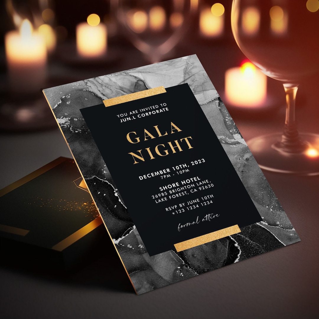 Editable Gala Party Invitation Gala Fundraiser Banquet Invitation ...