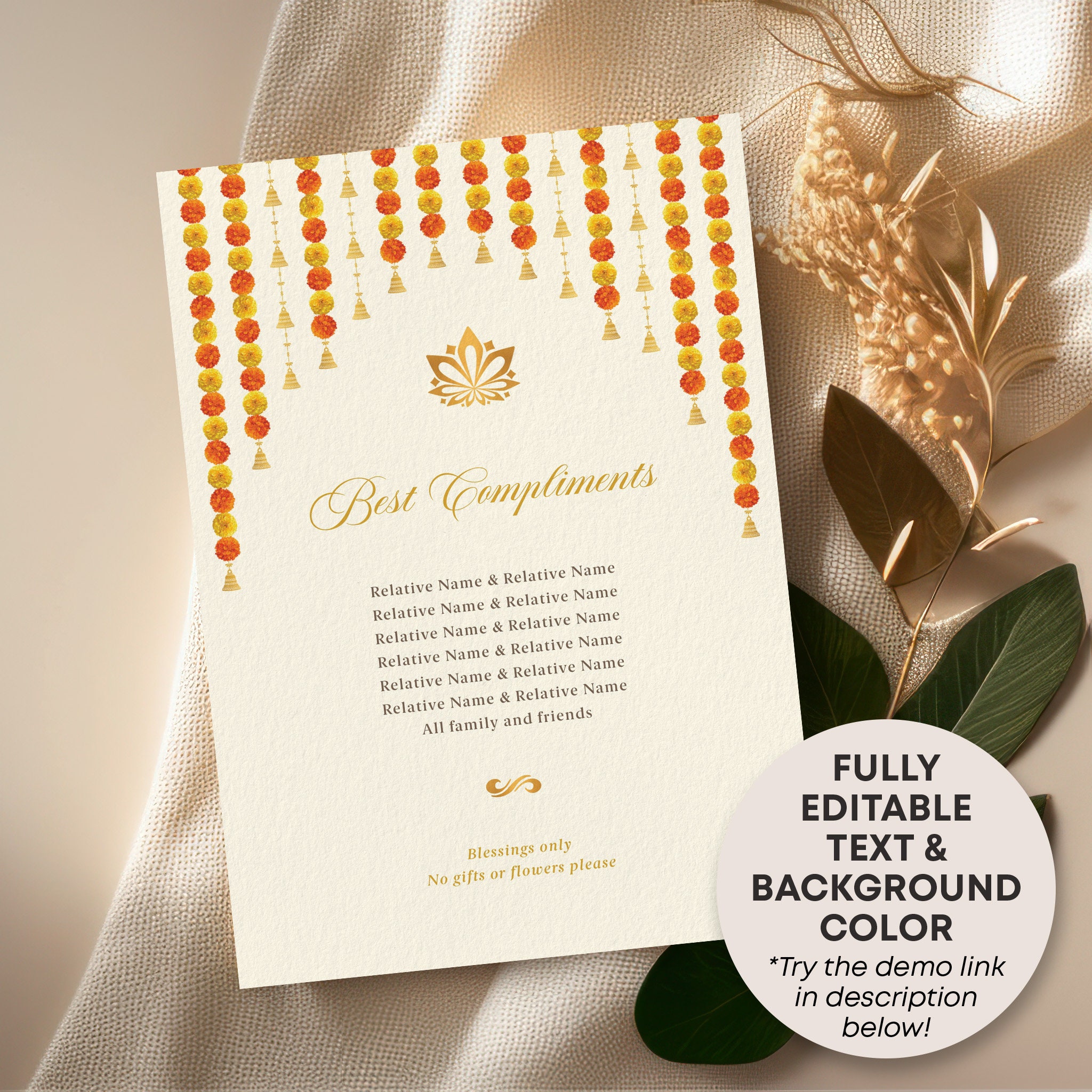 Editable Indian Wedding Best Compliments | Hindu Thank You Template ...