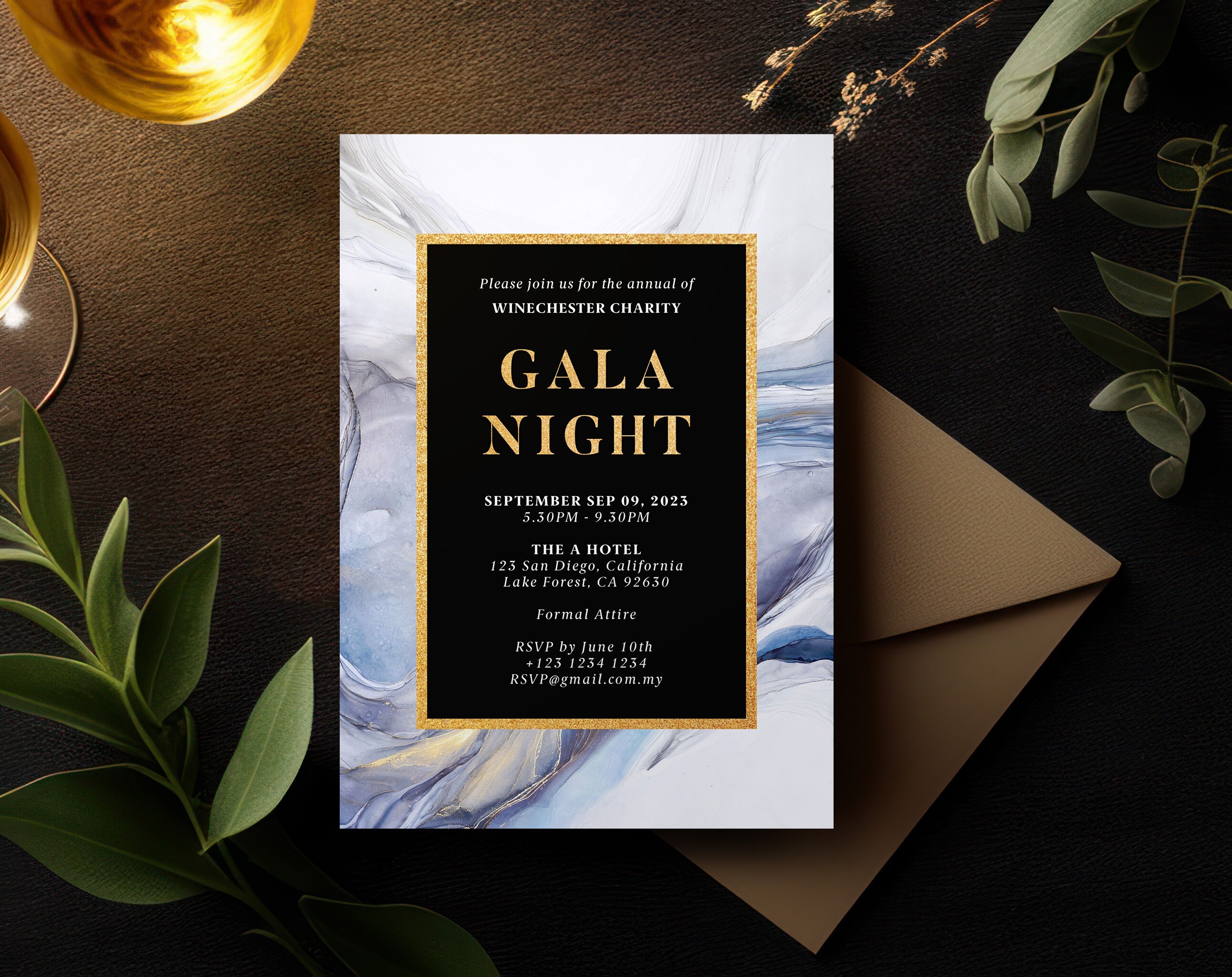 Editable Gala Party Invitation Gala Fundraiser Banquet Invitation ...