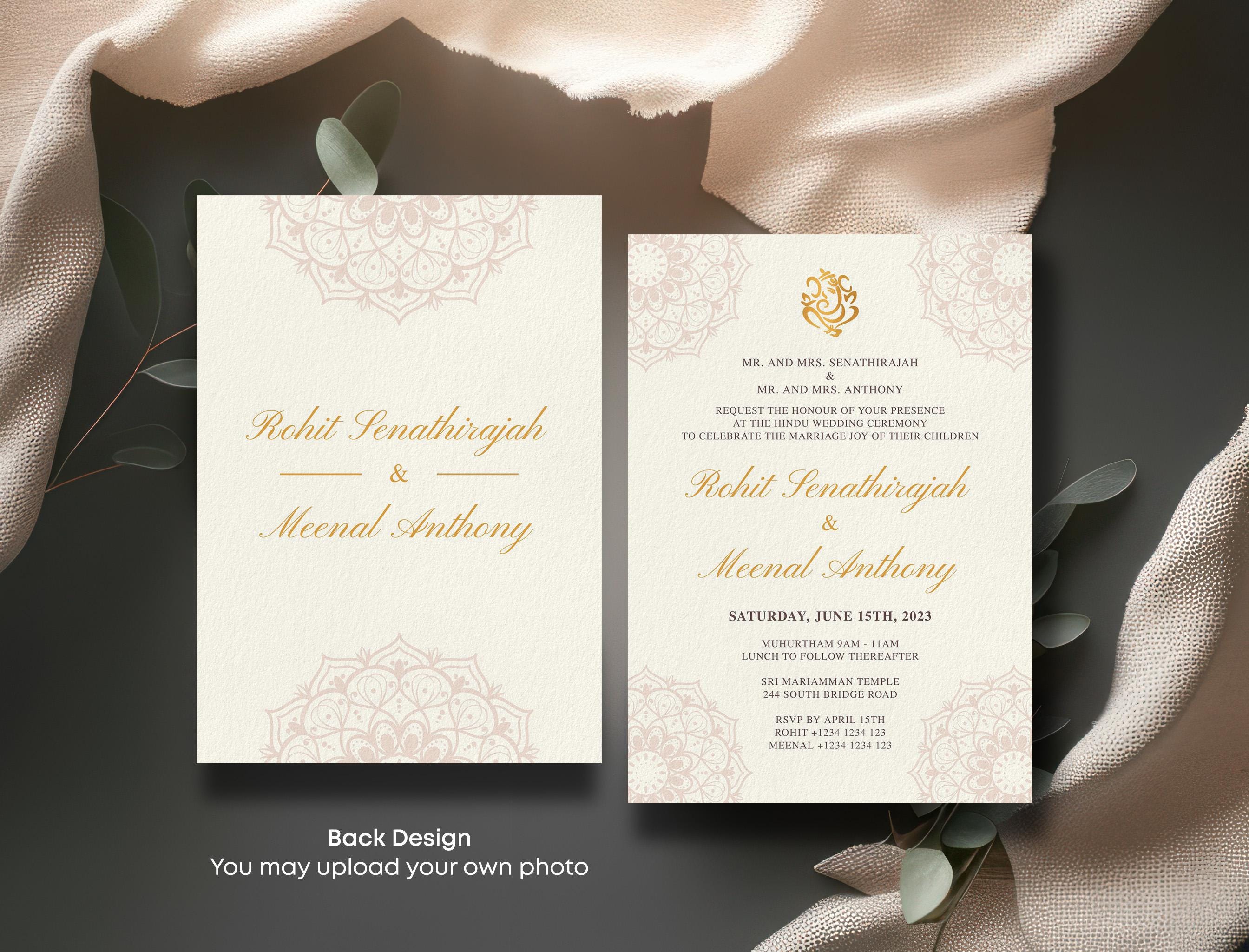Editable Indian Wedding Invitations | Hindu Wedding Invite | Mandala ...