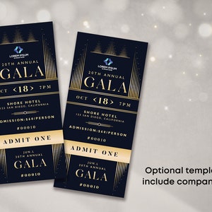 Editable Gala Party Ticket Template Gala Fundraiser Banquet Ticket ...
