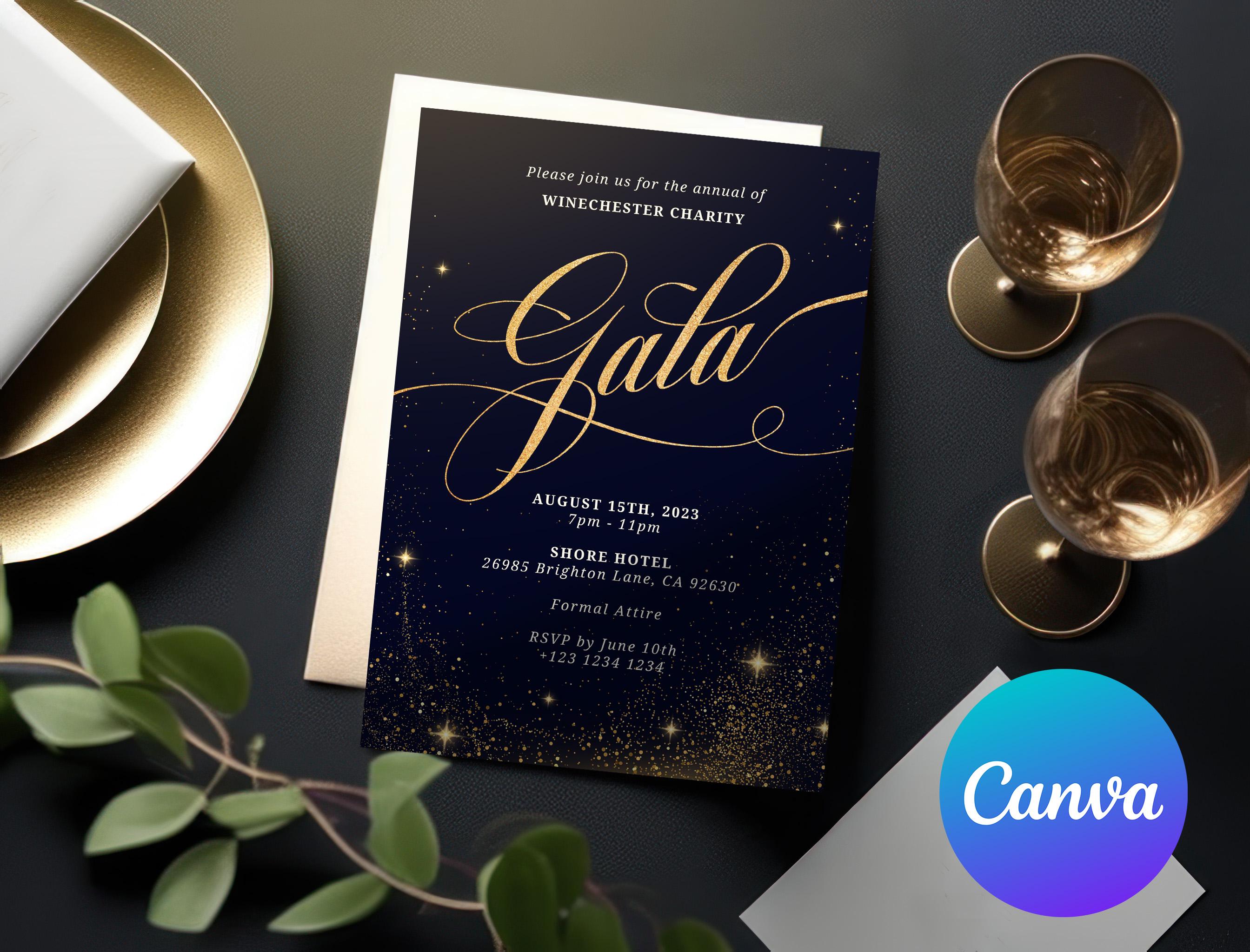 Editable Gala Party Invitation | Gala Fundraiser Banquet Invitation ...