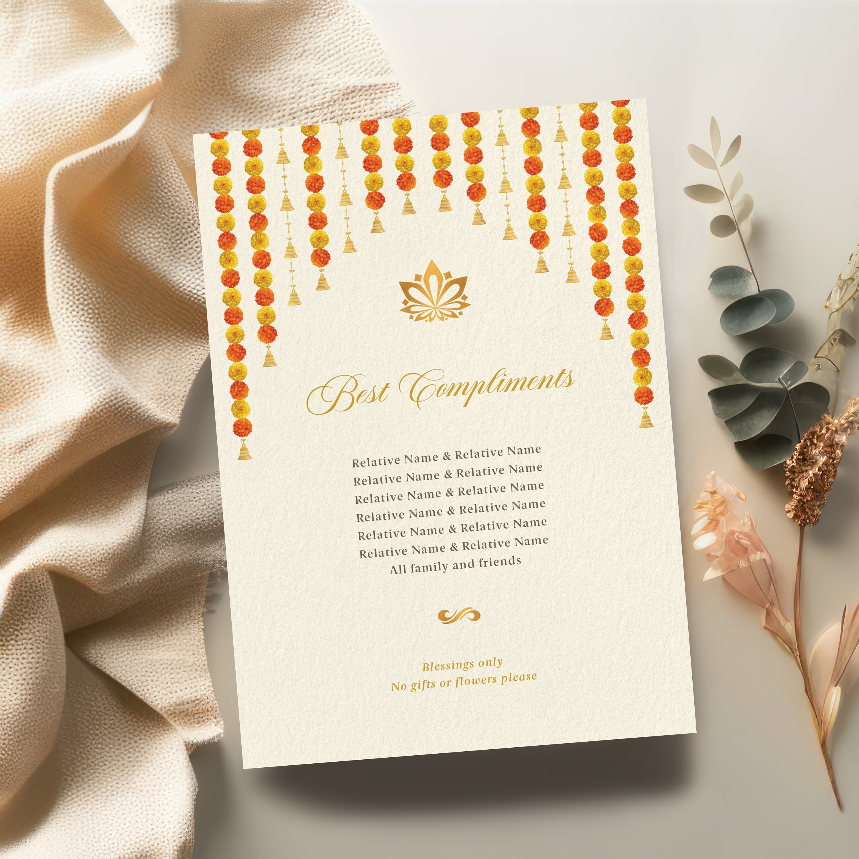 Editable Indian Wedding Best Compliments | Hindu Thank You Template ...