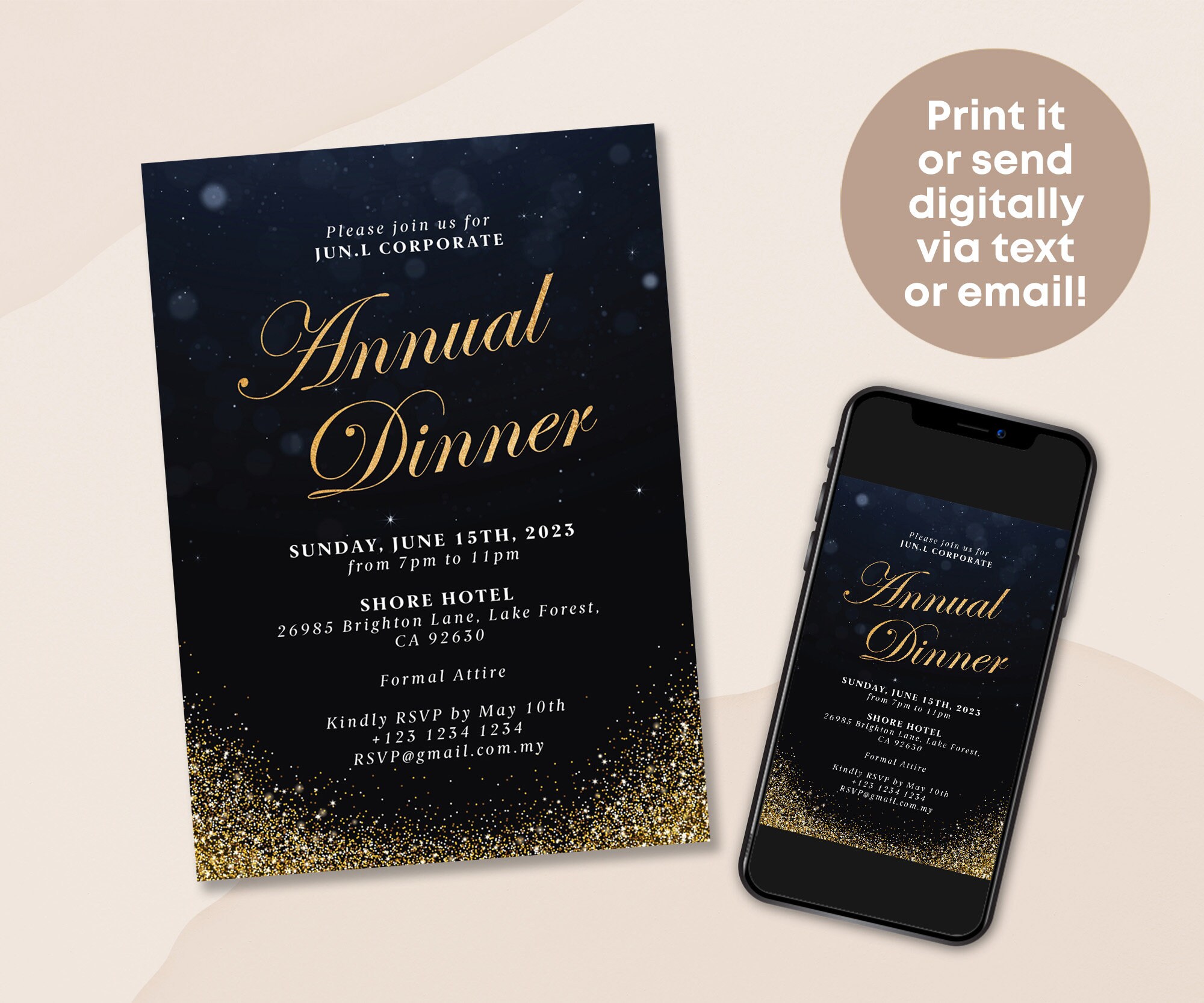 Editable Annual Company Party Invitation Corporate Invitation Template ...