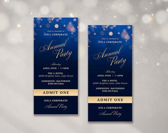 Editable Gala Party Ticket Template | Gala Fundraiser Banquet Ticket ...