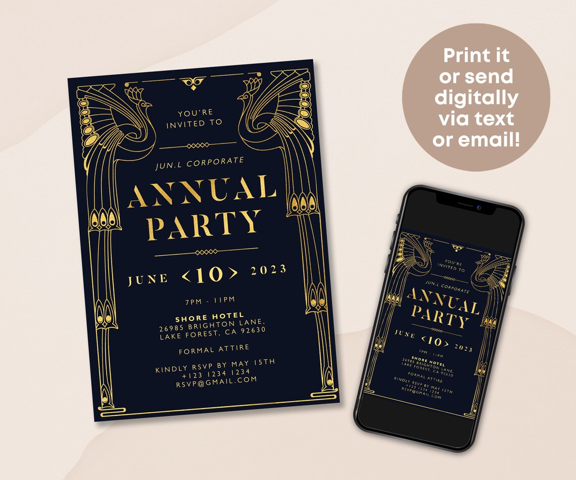 Editable Annual Company Party Invitation Corporate Invitation Template ...