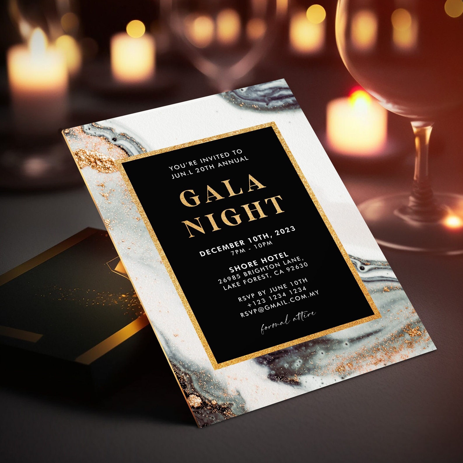 Editable Gala Party Invitation Gala Fundraiser Banquet Invitation ...