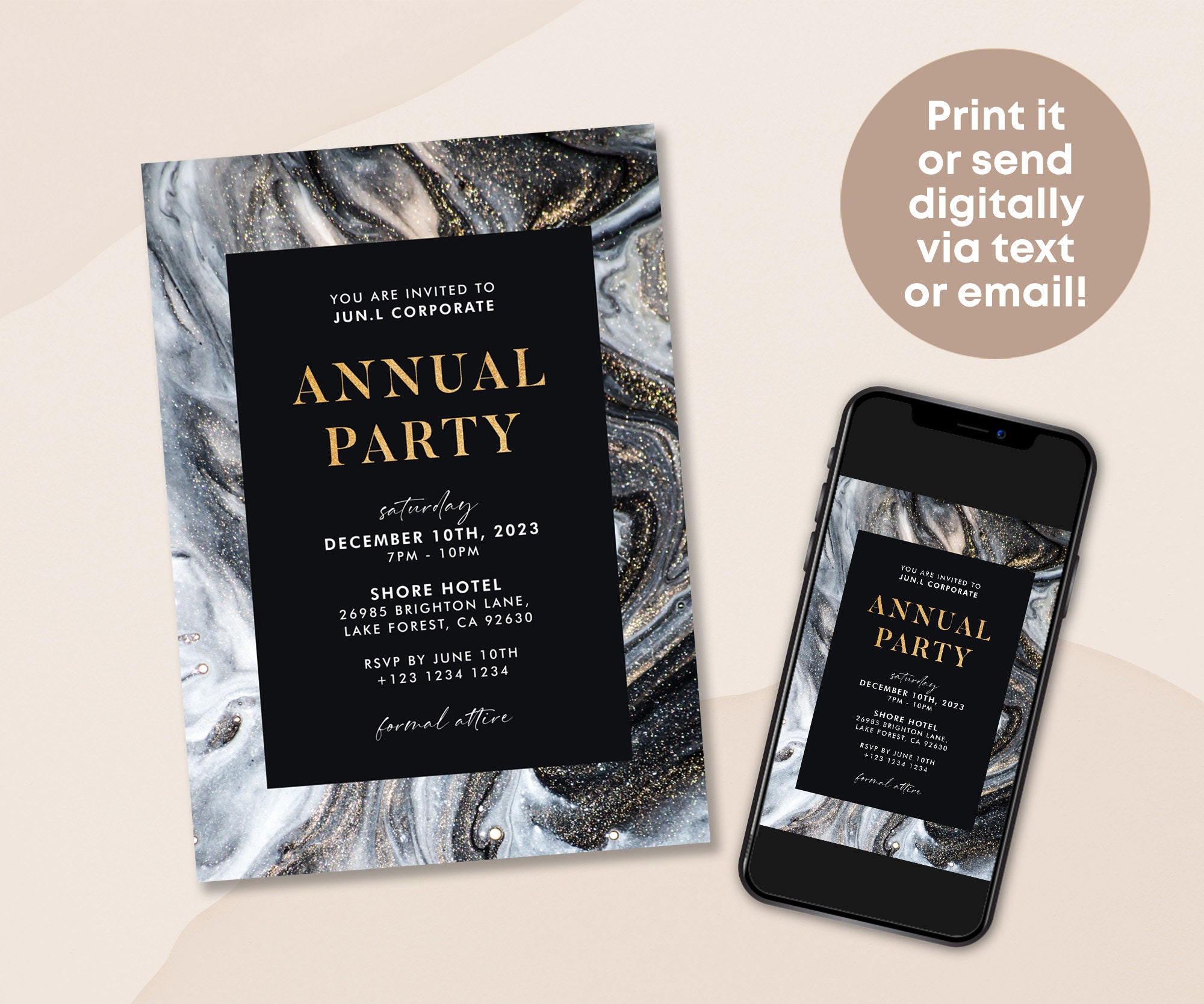 Editable Annual Company Party Invitation Corporate Invitation Template Business Awards Night ...