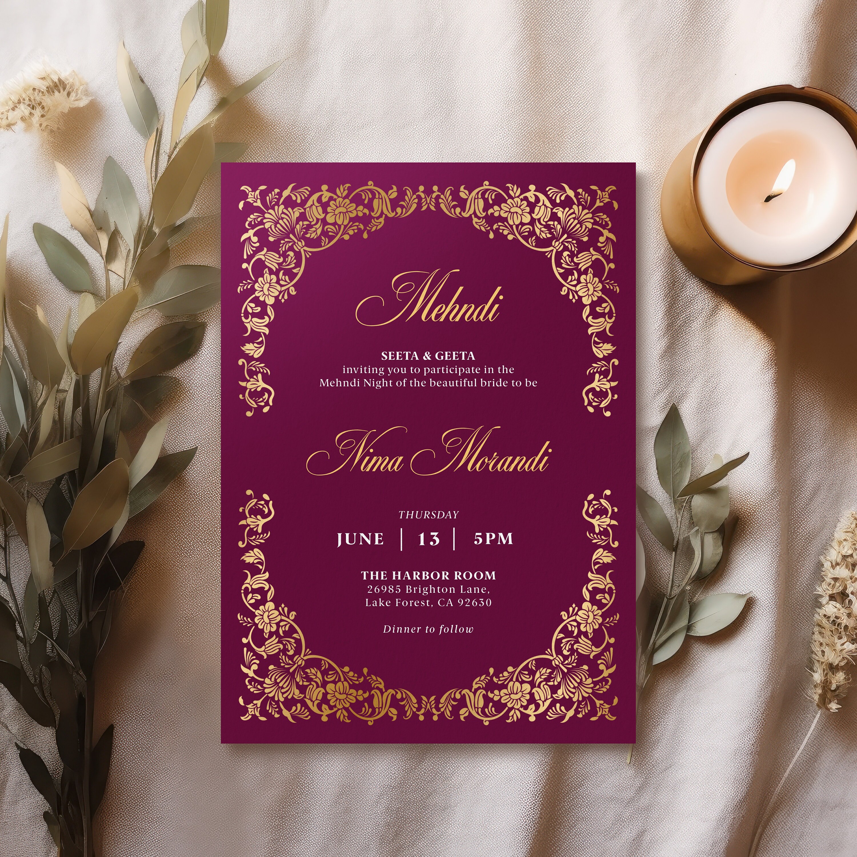 Editable Indian Mehndi Invitations Hindu Wedding Invite - Etsy