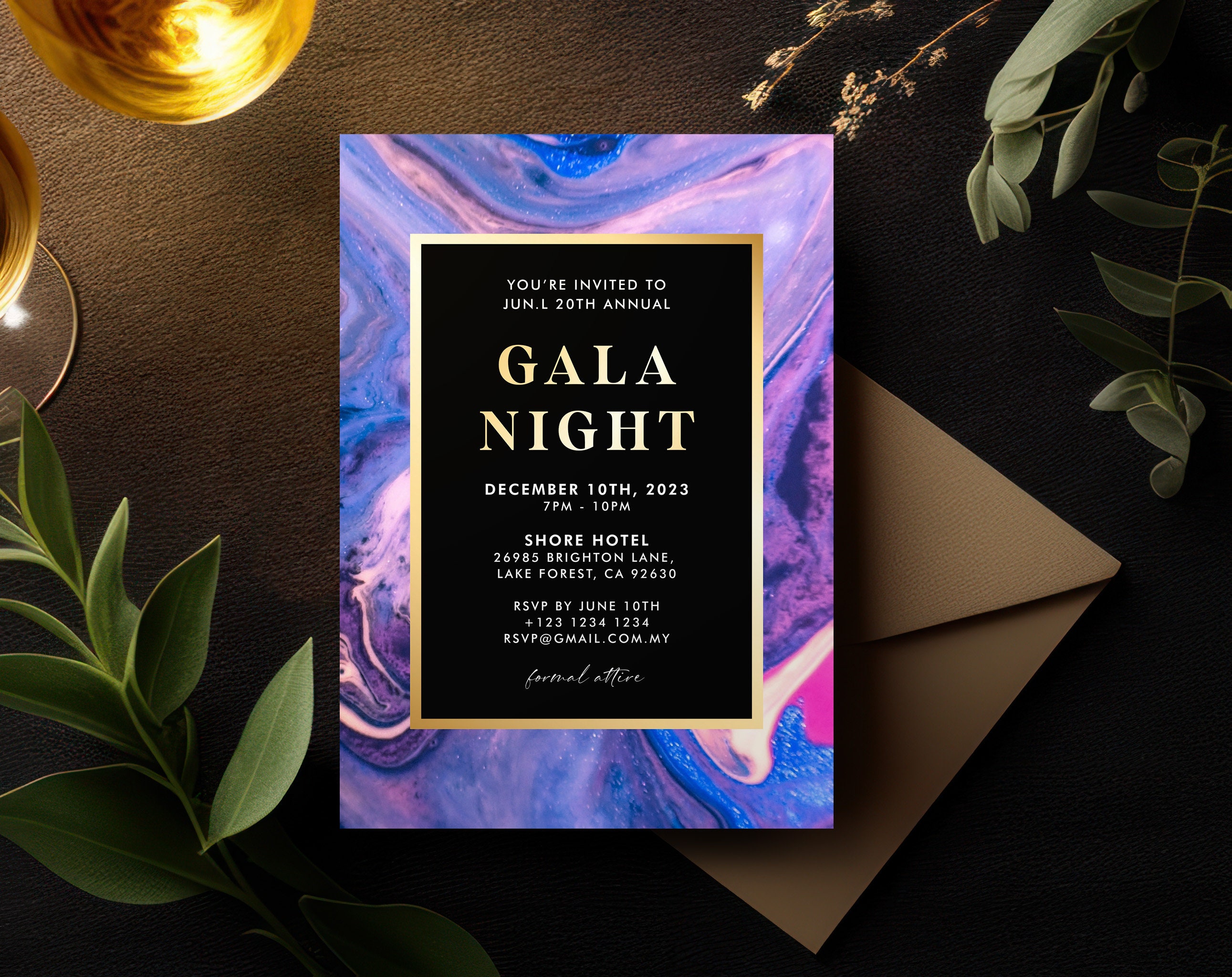Editable Gala Party Invitation | Gala Fundraiser Banquet Invitation ...