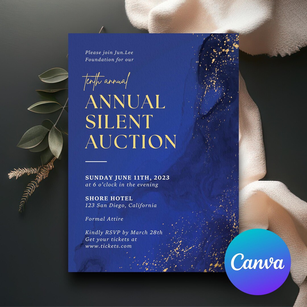 Editable Annual Silent Auction Invitation | Corporate Invitation ...